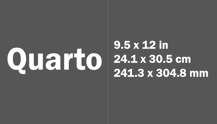 Quarto Size In CM Books Paper Sizes